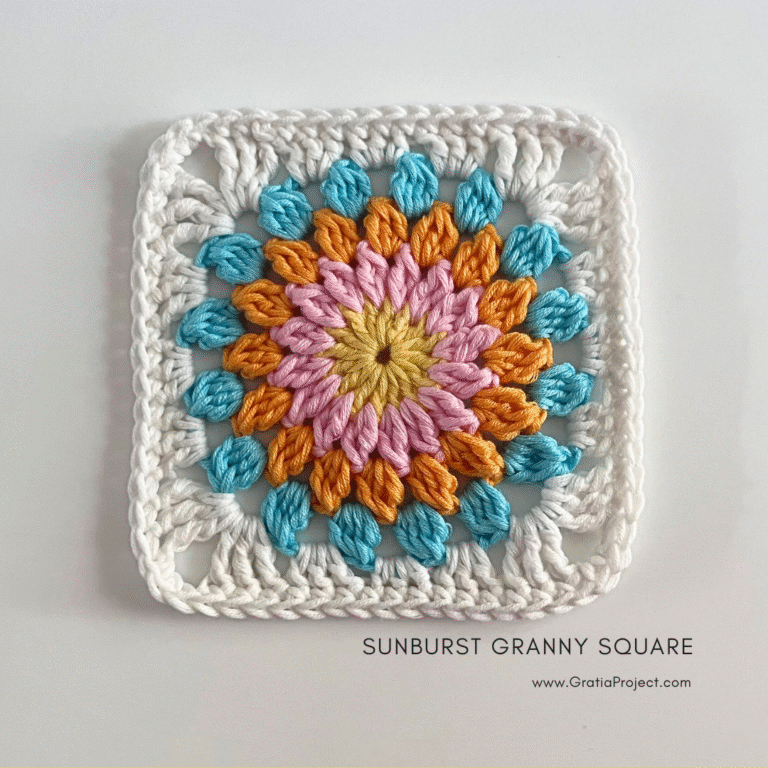 Sunburst Granny Square Crochet Tutorial Gratia Project